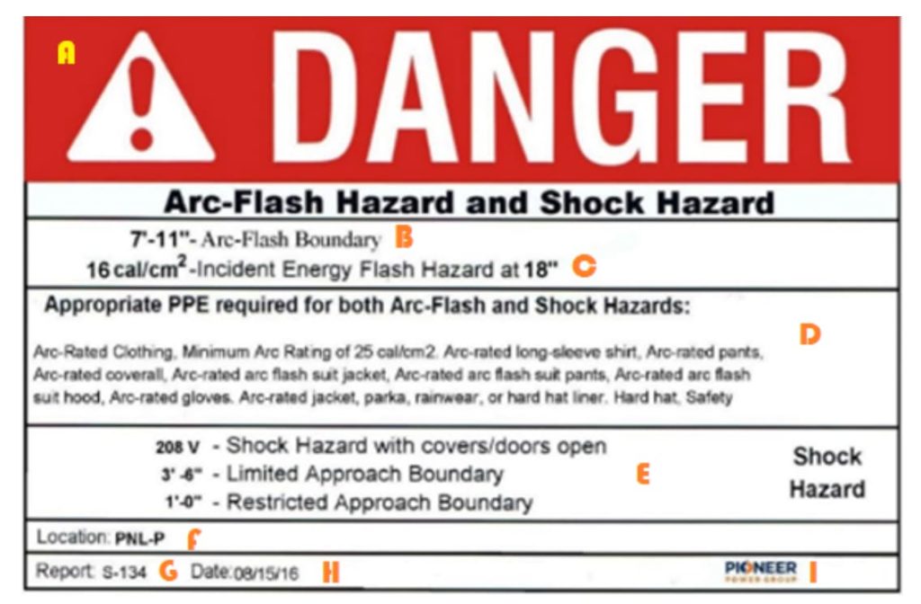 ANSI Warning Safety Sign Arc Flash And Shock Hazard Appropiate PPE 